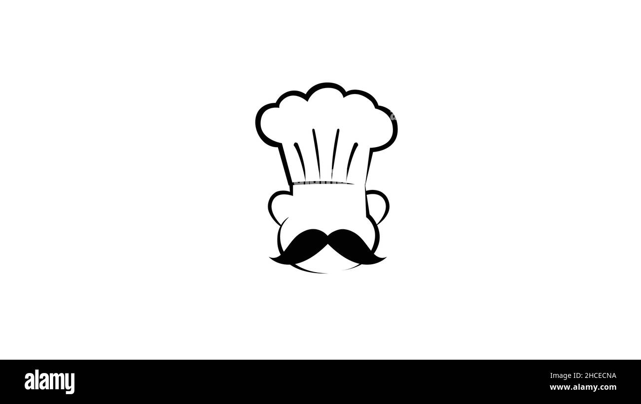 Chef Head Moustache Hat Cartoon Logo Vector Design Illustration Stock ...