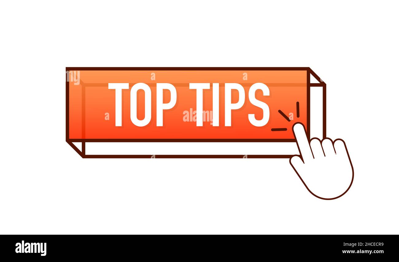 Push button with text Top tips. Vector illustration Stock Vector Image ...