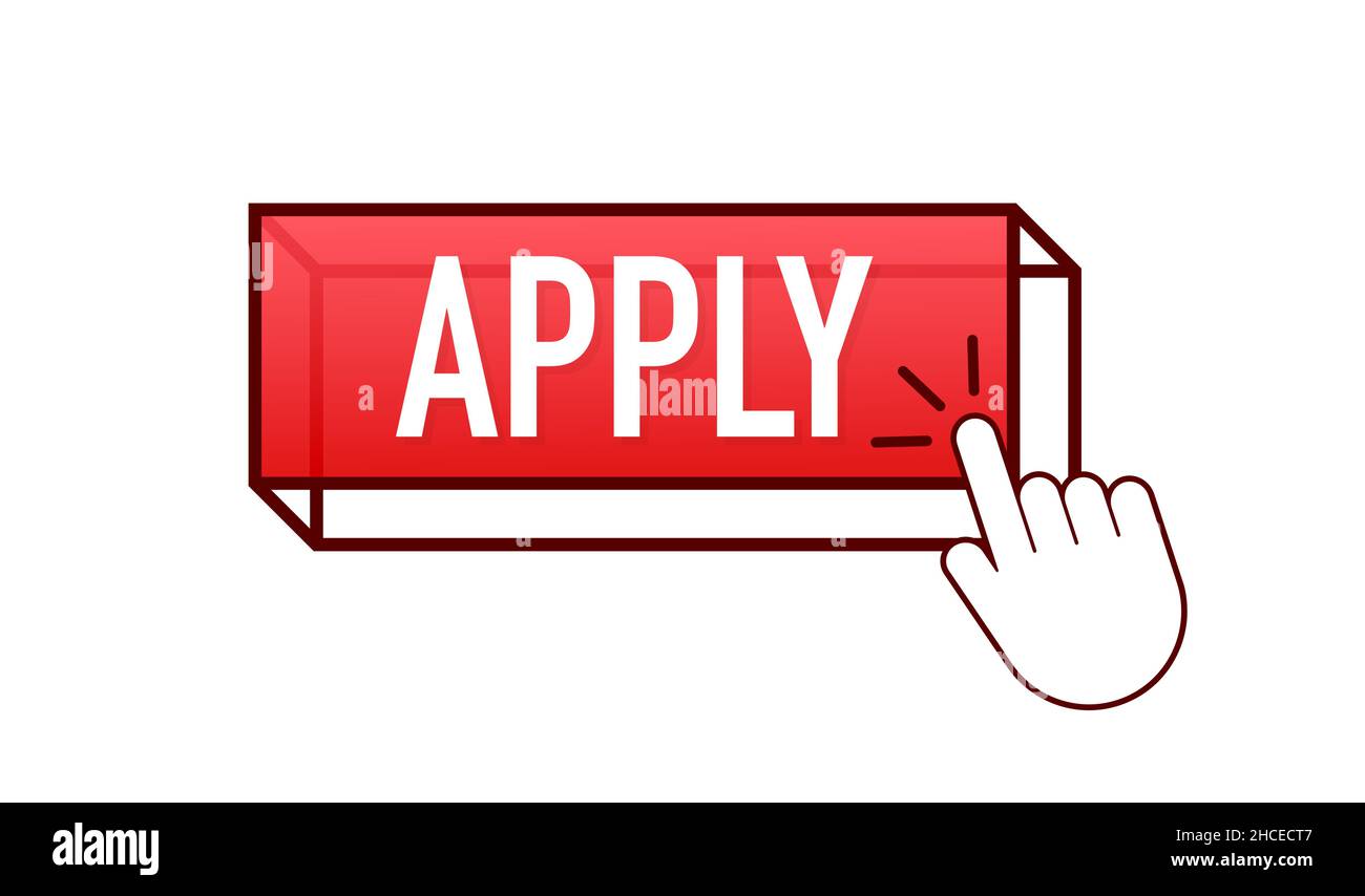 Apply with cursor button. Internet icon. Pointer click icon. Vector stock illustration Stock ...