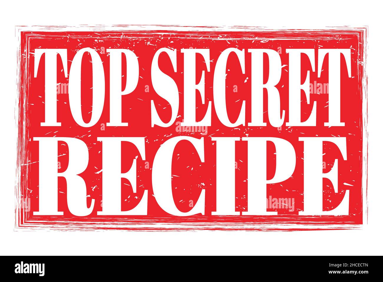 TOP SECRET RECIPE, words written on red grungy stamp sign Stock Photo ...