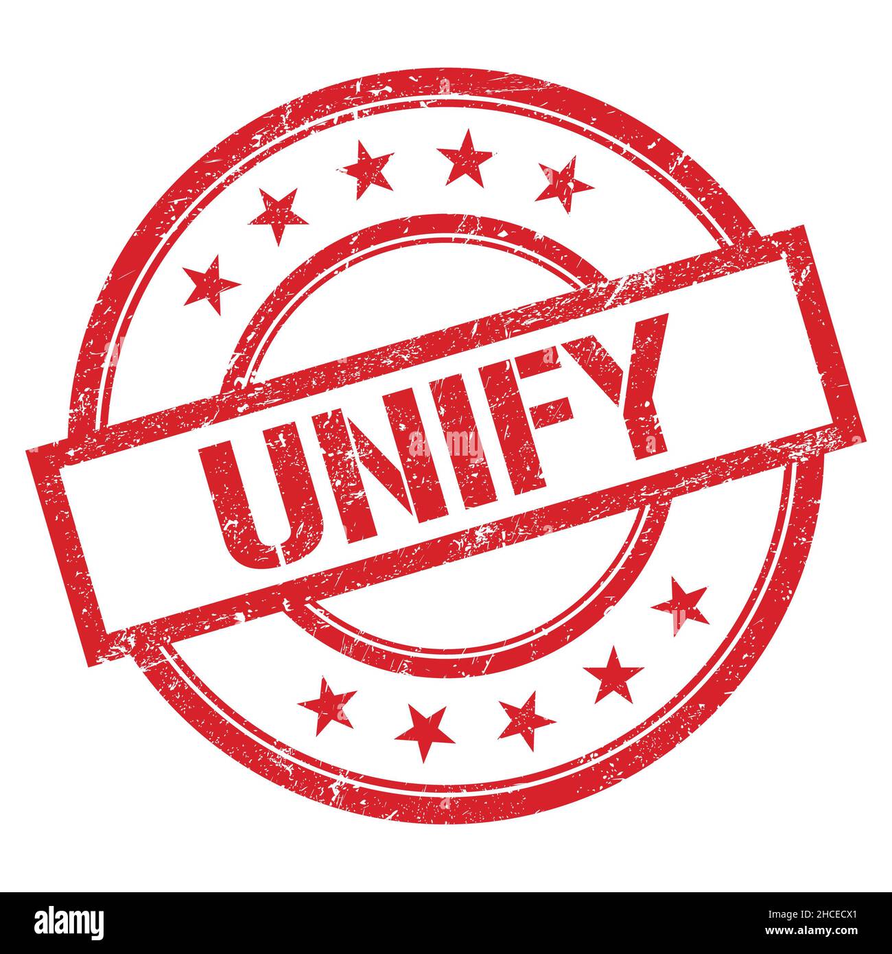 UNIFY text written on red round vintage rubber stamp Stock Photo - Alamy