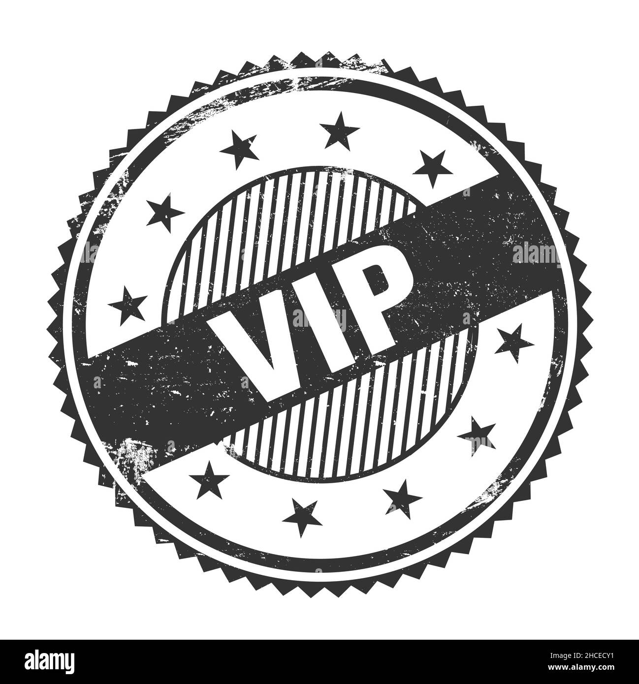 VIP text written on black grungy zig zag borders round stamp Stock ...