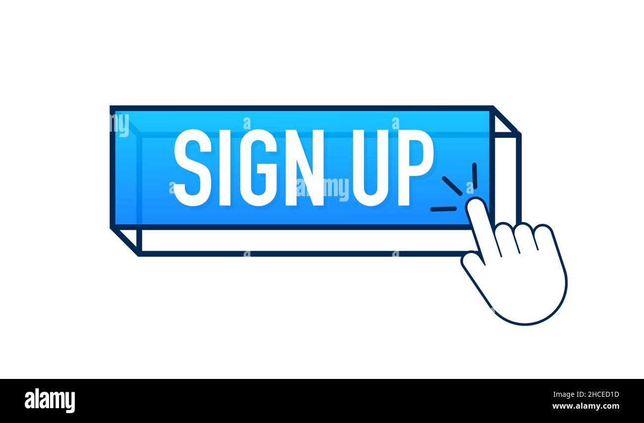 Blue sign up button in modern style. Business vector icon. Arrow icon ...