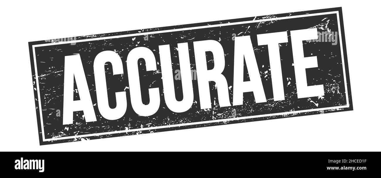 ACCURATE text on black grungy rectangle stamp sign Stock Photo - Alamy
