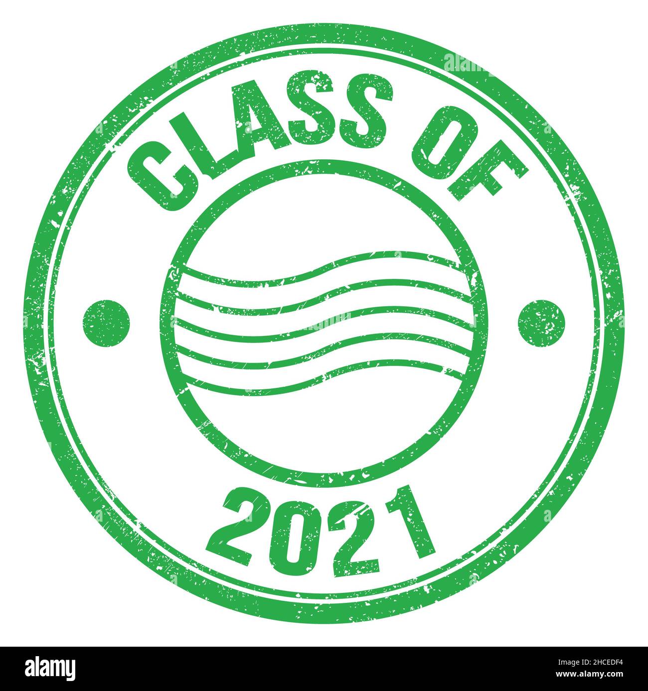 CLASS OF 2021 text written on green round postal stamp sign Stock Photo ...