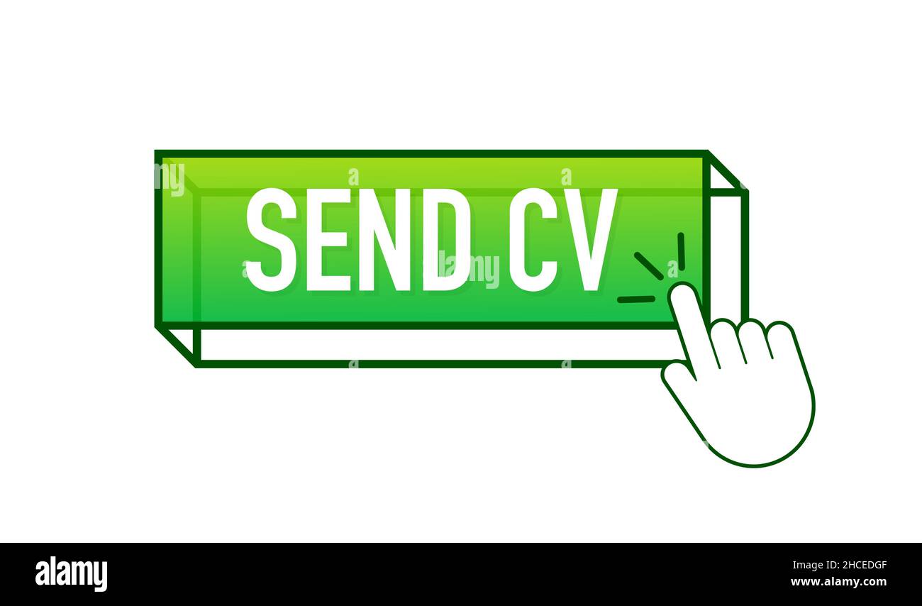 Send cv button in 3d style on blue background. Flat button on white background Stock Vector ...