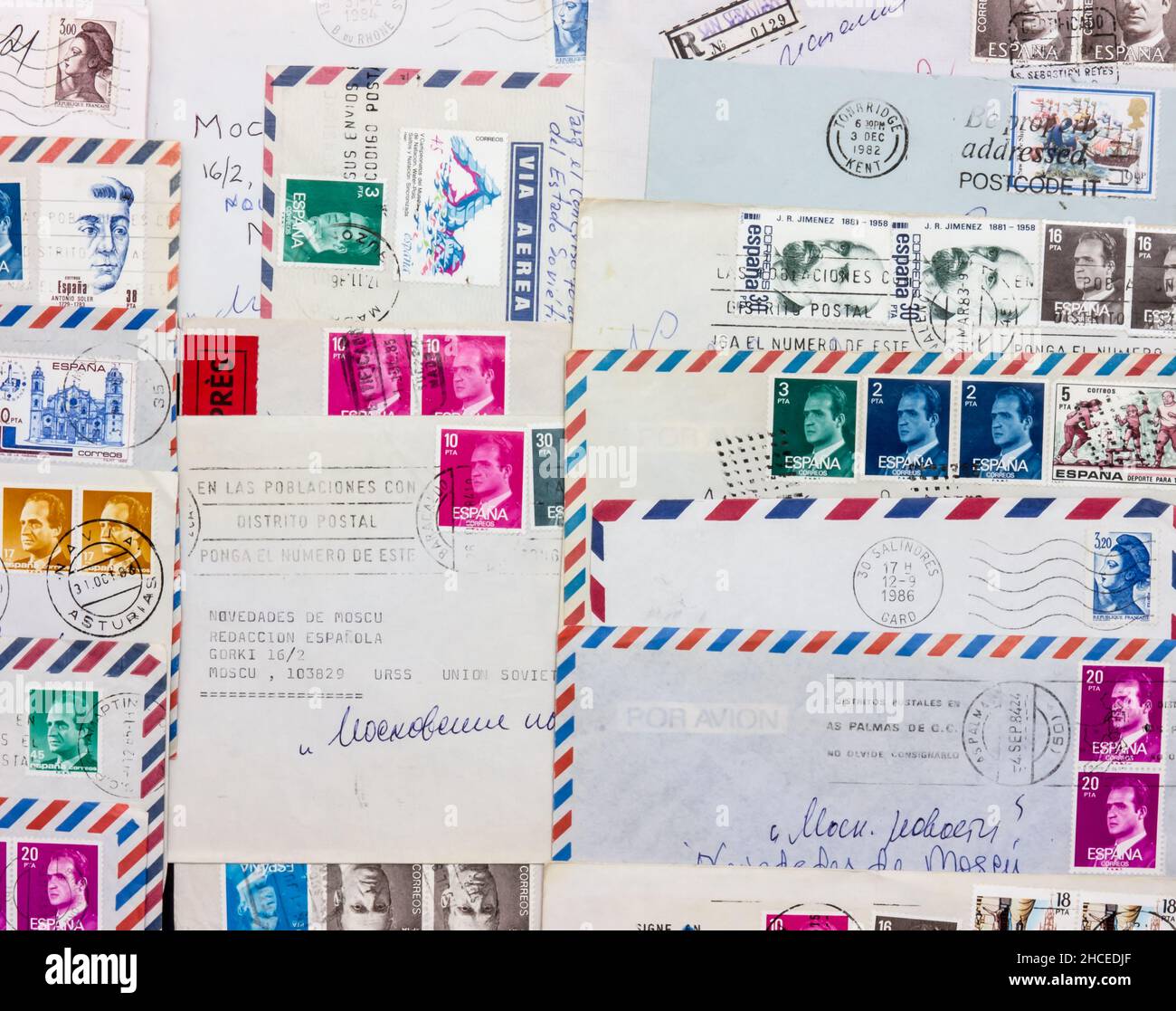 Lot of Post envelopes, background,1980s Stock Photo - Alamy