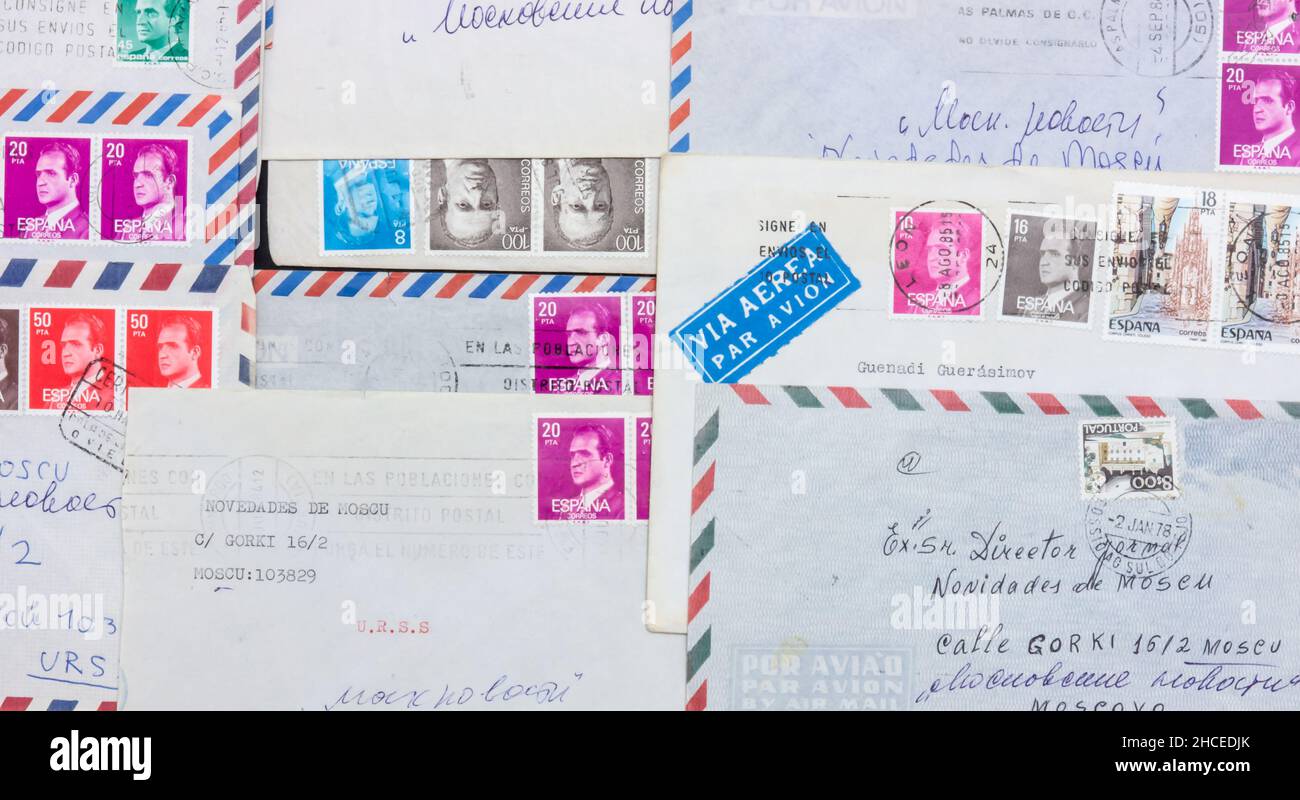 Lot of Post envelopes, background,1980s Stock Photo - Alamy
