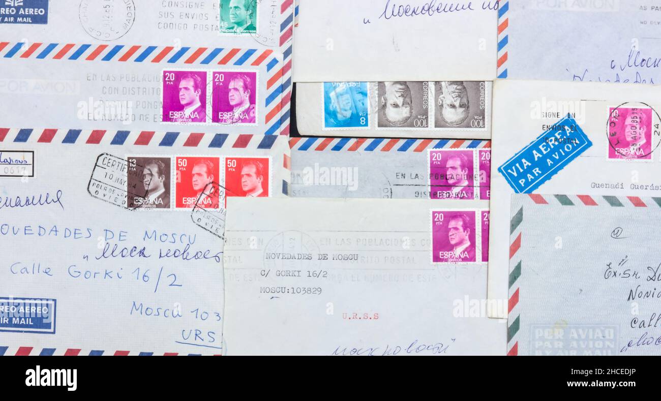 Lot of Post envelopes, background,1980s Stock Photo - Alamy
