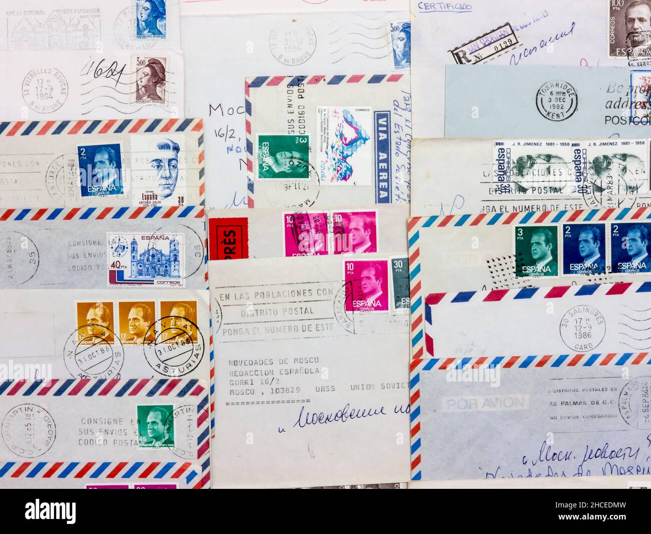 Lot of Post envelopes, background,1980s Stock Photo - Alamy