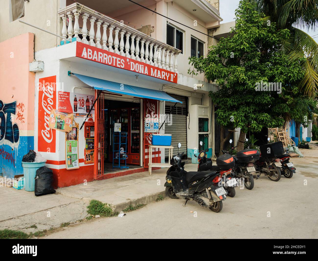 Small grocery store with hand-painted Coca-Cola sign, in Tulum ...