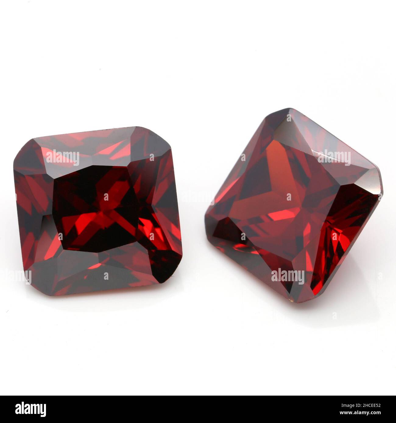 Closeup of red ruby gemstones isolated on a white background Stock ...