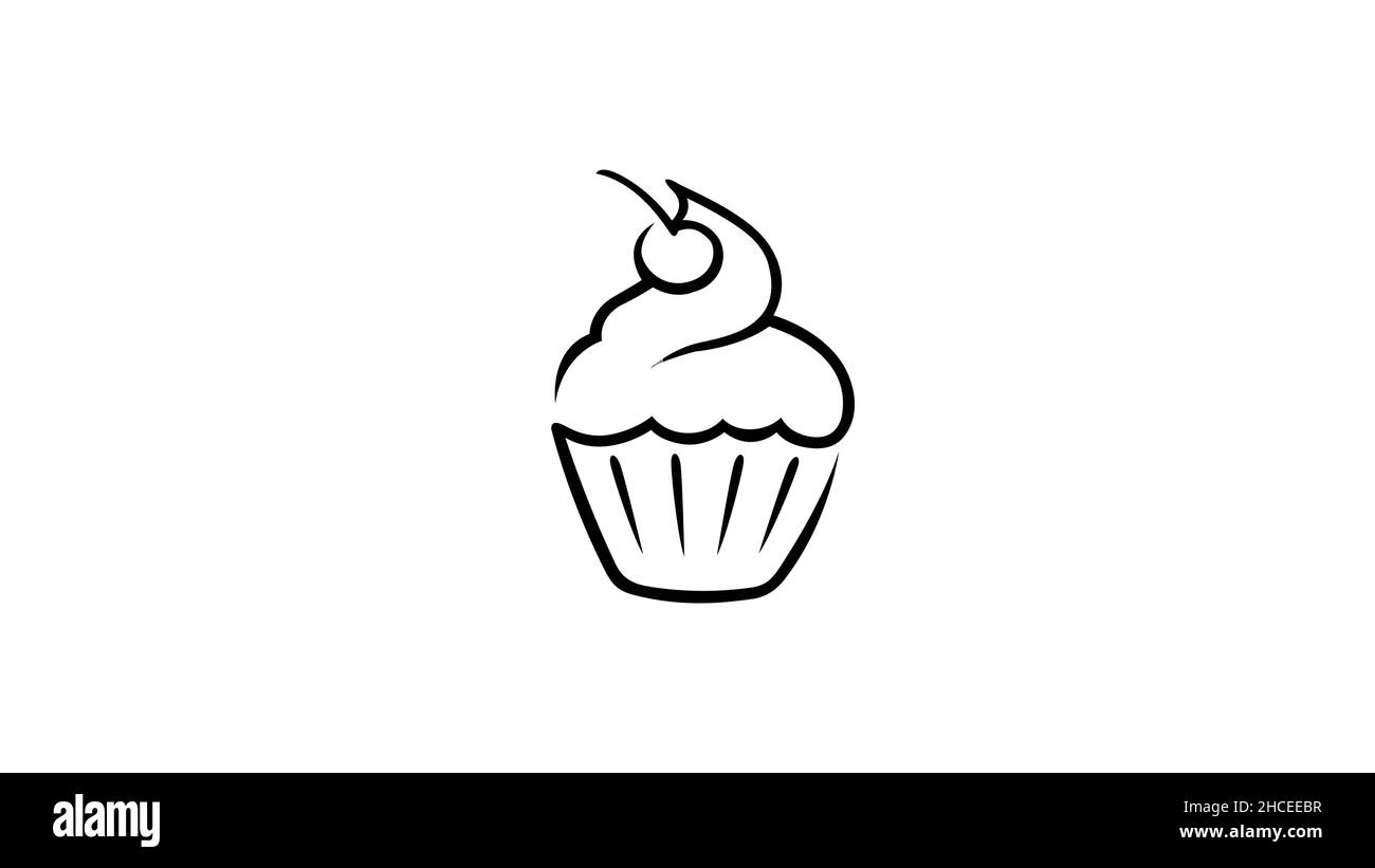 Creative Cherry Cake Cupcake Muffin Logo Vector Illustration Stock ...
