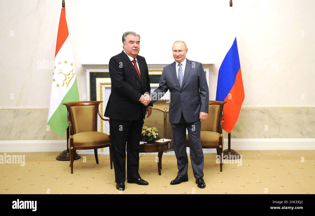 December 27, 2021. - Russia, Saint Petersburg. - Tajikistan's President ...