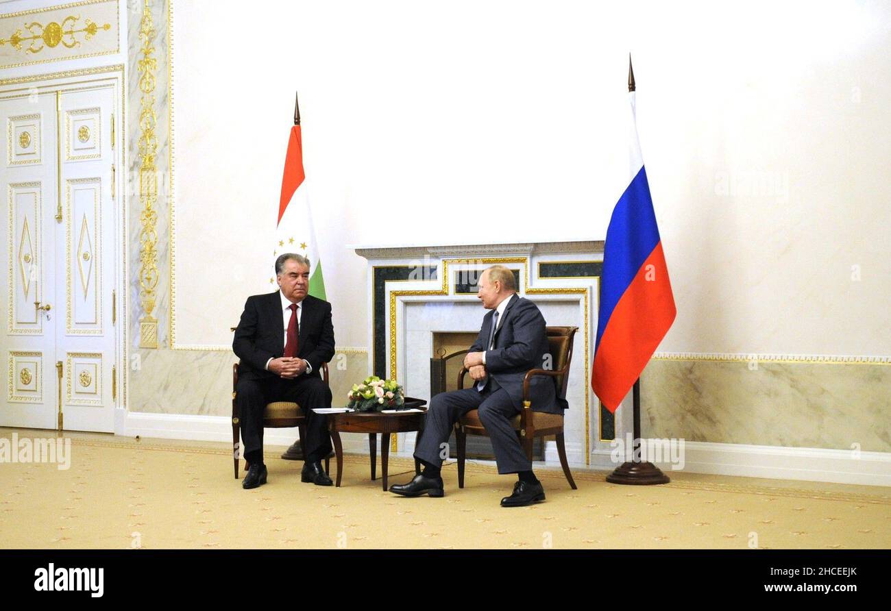 December 27, 2021. - Russia, Saint Petersburg. - Tajikistan's President ...