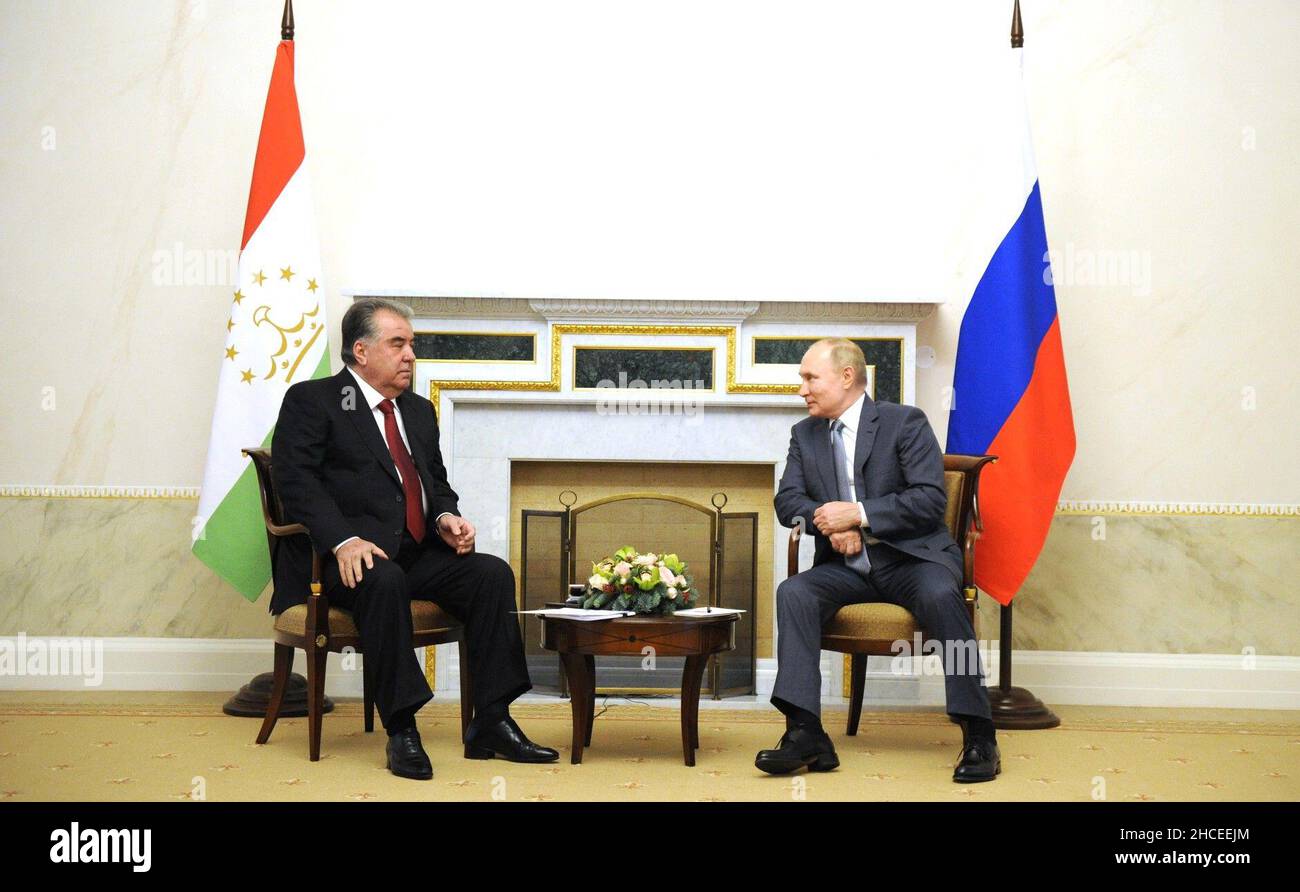 December 27, 2021. - Russia, Saint Petersburg. - Tajikistan's President ...