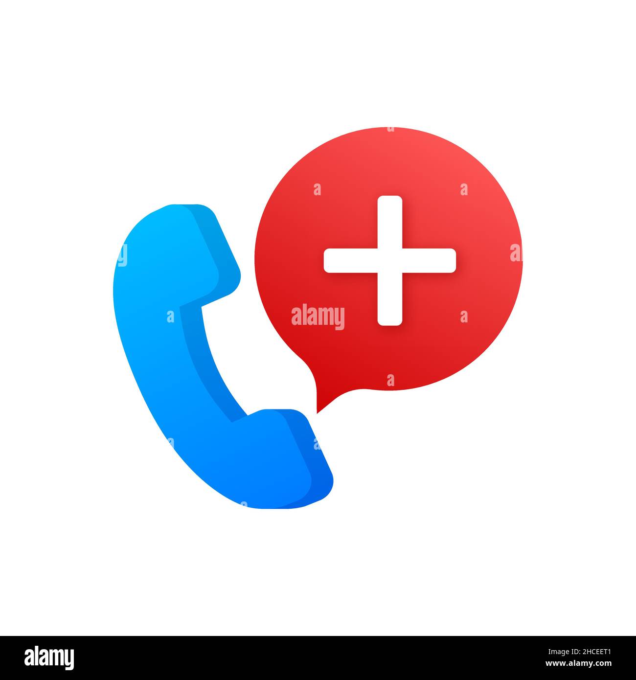 Flat illustration with red emergency call for concept design. Call icon ...