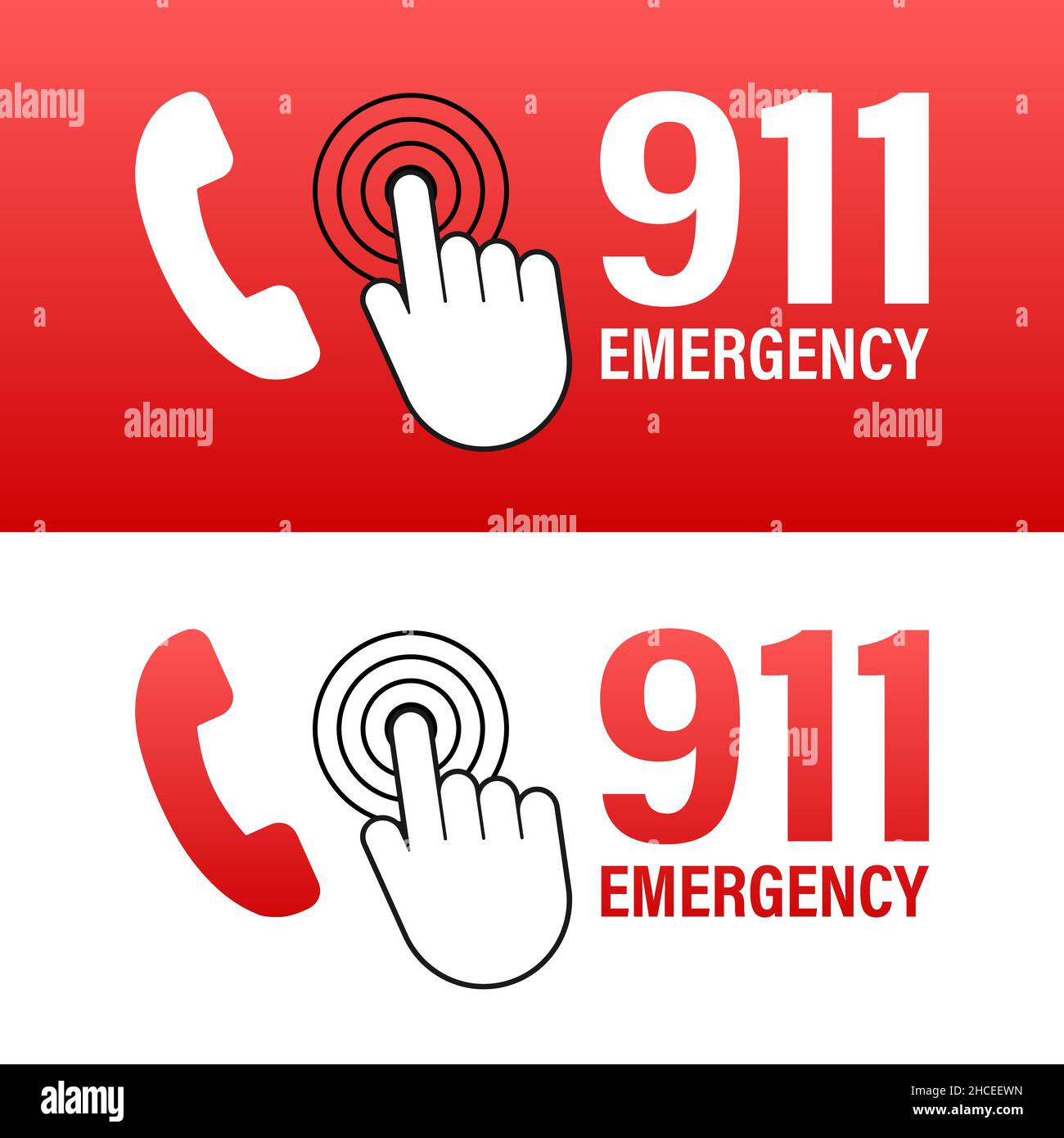 911 call in flat style. Call icon vector. Hand holding smartphone. First aid. Finger touch ...