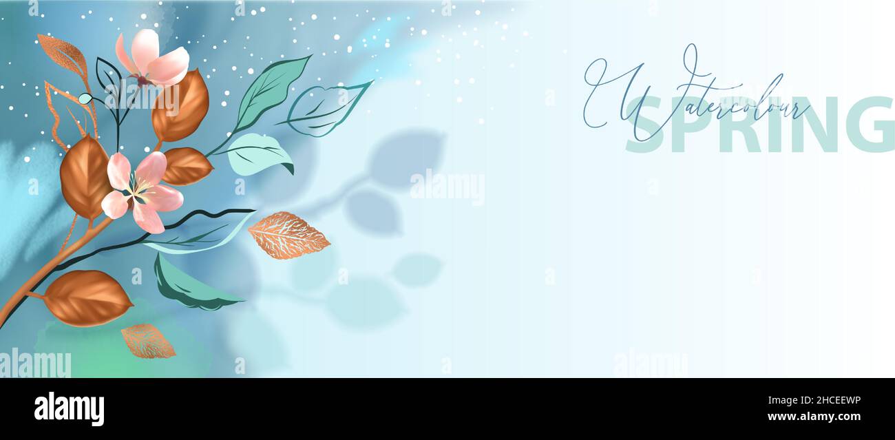 Abstract spring watercolor background. Spring blossom banner Stock ...