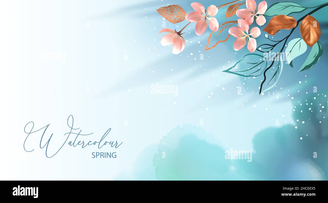 Abstract spring watercolor background. Spring blossom banner Stock ...