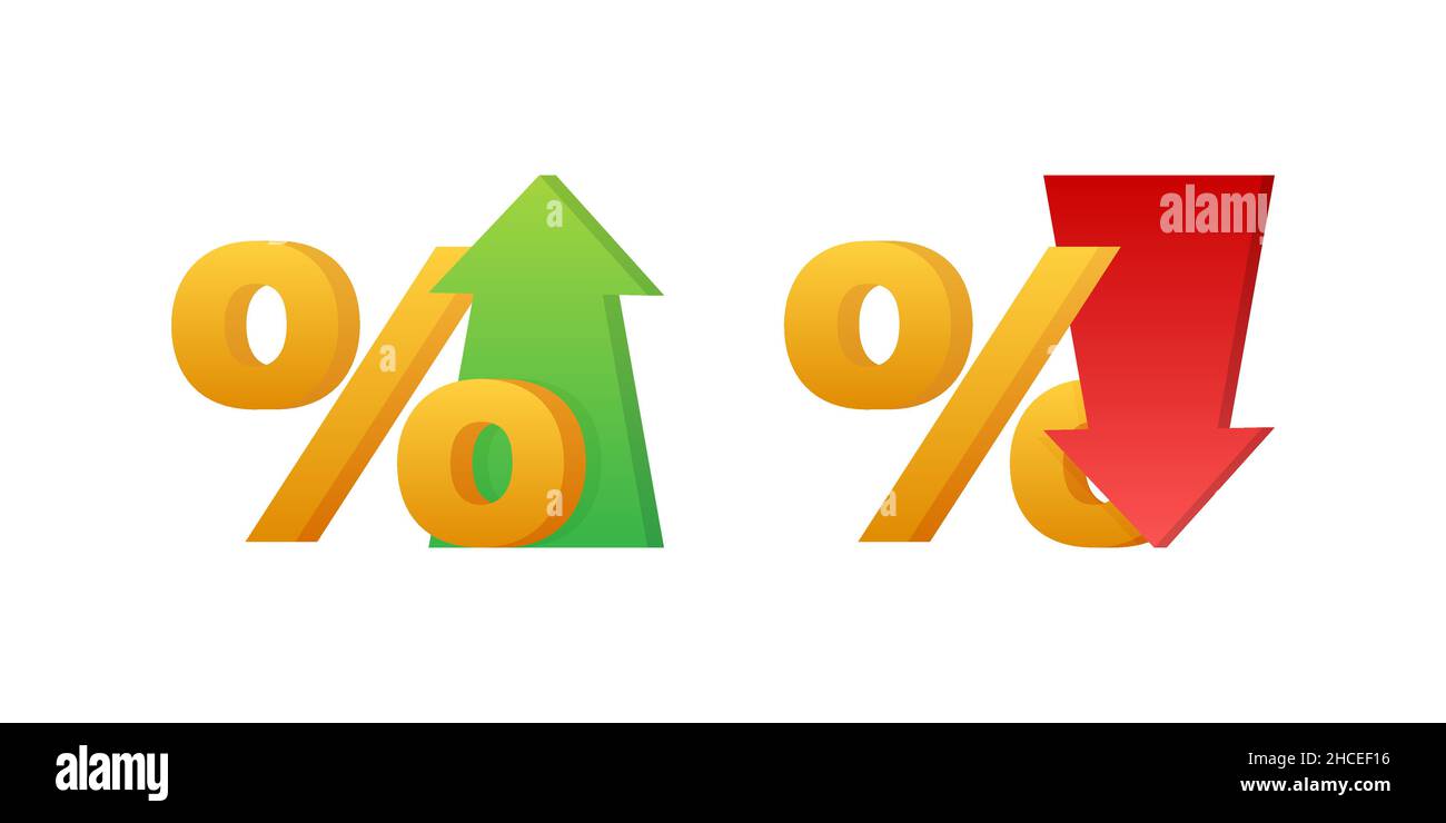 Percentage with arrow up and down. Banking, credit, interest rate ...