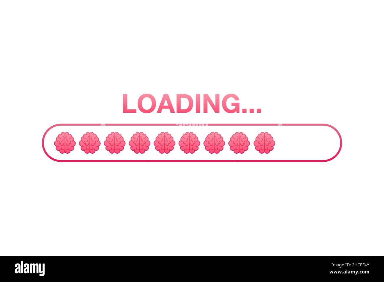 Brain, think loading concept with idea processed on a lightbulb bar ...