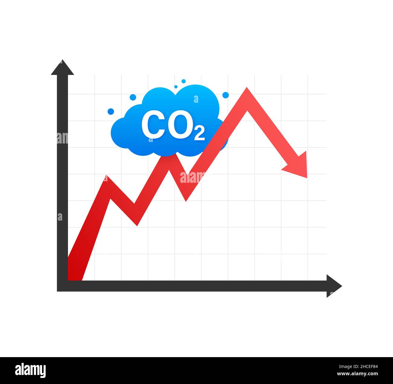 CO2 decrease logo in flat style isolated on empty background. Flat icon on white backdrop ...