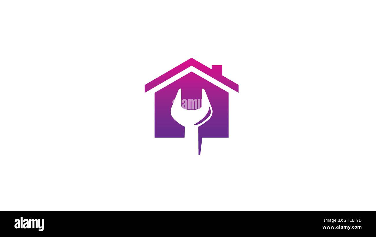 Creative House Wrench Spanner Logo Vector Design Stock Vector Image ...