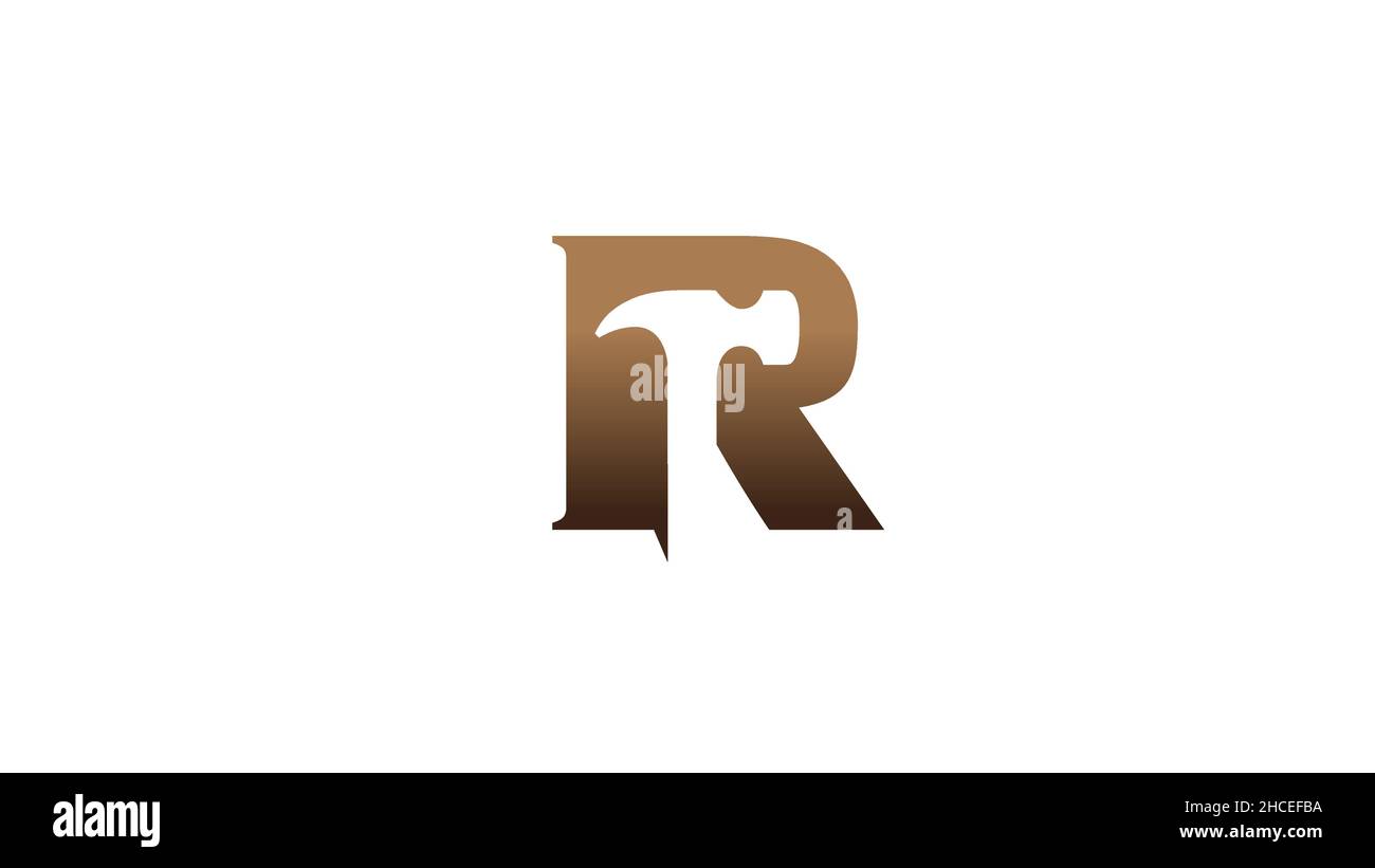 Creative R alphabet Letter Hammer Logo Vector Design Stock Vector Image ...