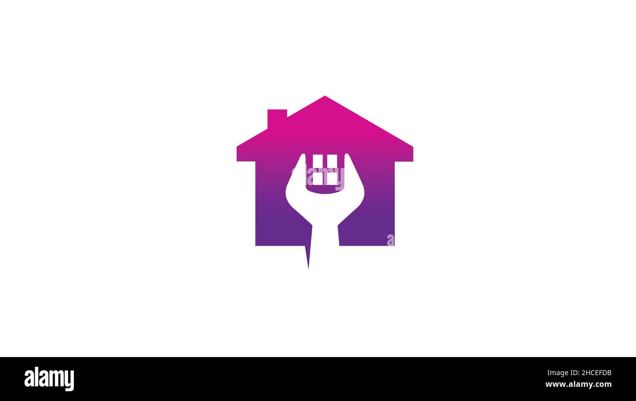 Creative House Wrench Spanner Logo Vector Design Stock Vector Image