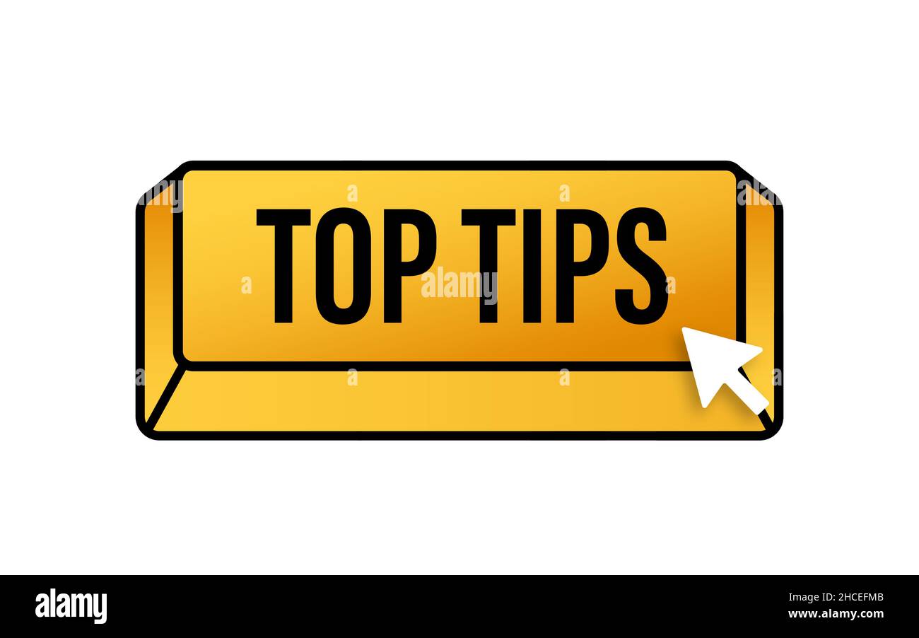 Push button with text Top tips. Vector illustration Stock Vector Image ...