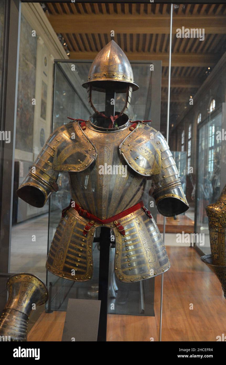 Close-up of original armor in the Army Museum of the Palace Les ...