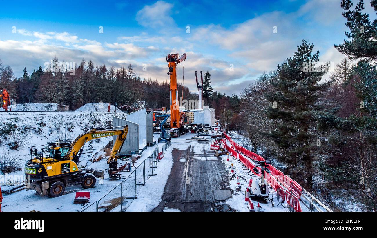 Railway workers building new railway and knocking down bridges Stock ...