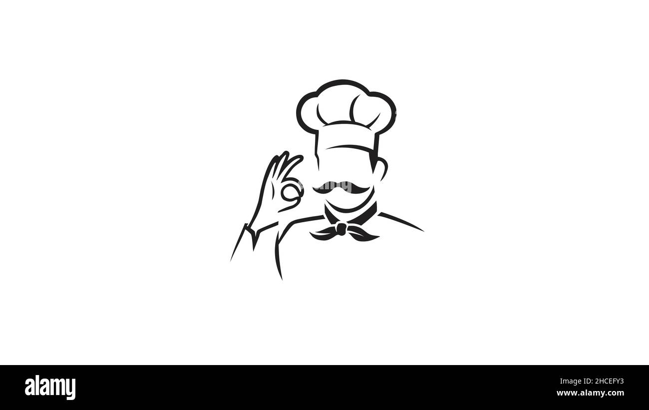 Chef Character Lines Abstract illustration Logo Design Vector Stock ...