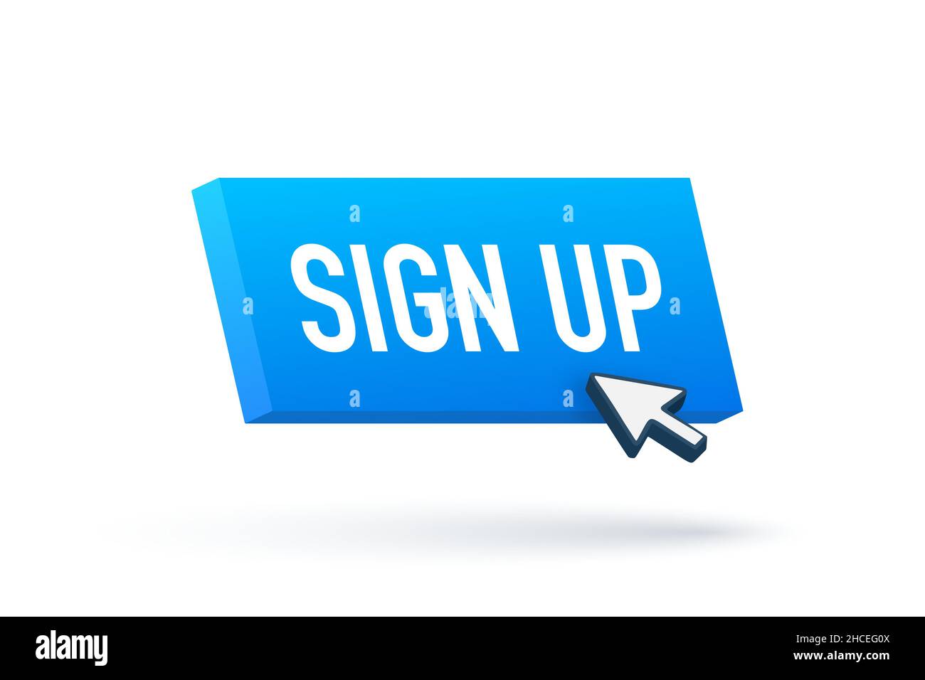 Blue sign up button in modern style. Business vector icon. Arrow icon ...