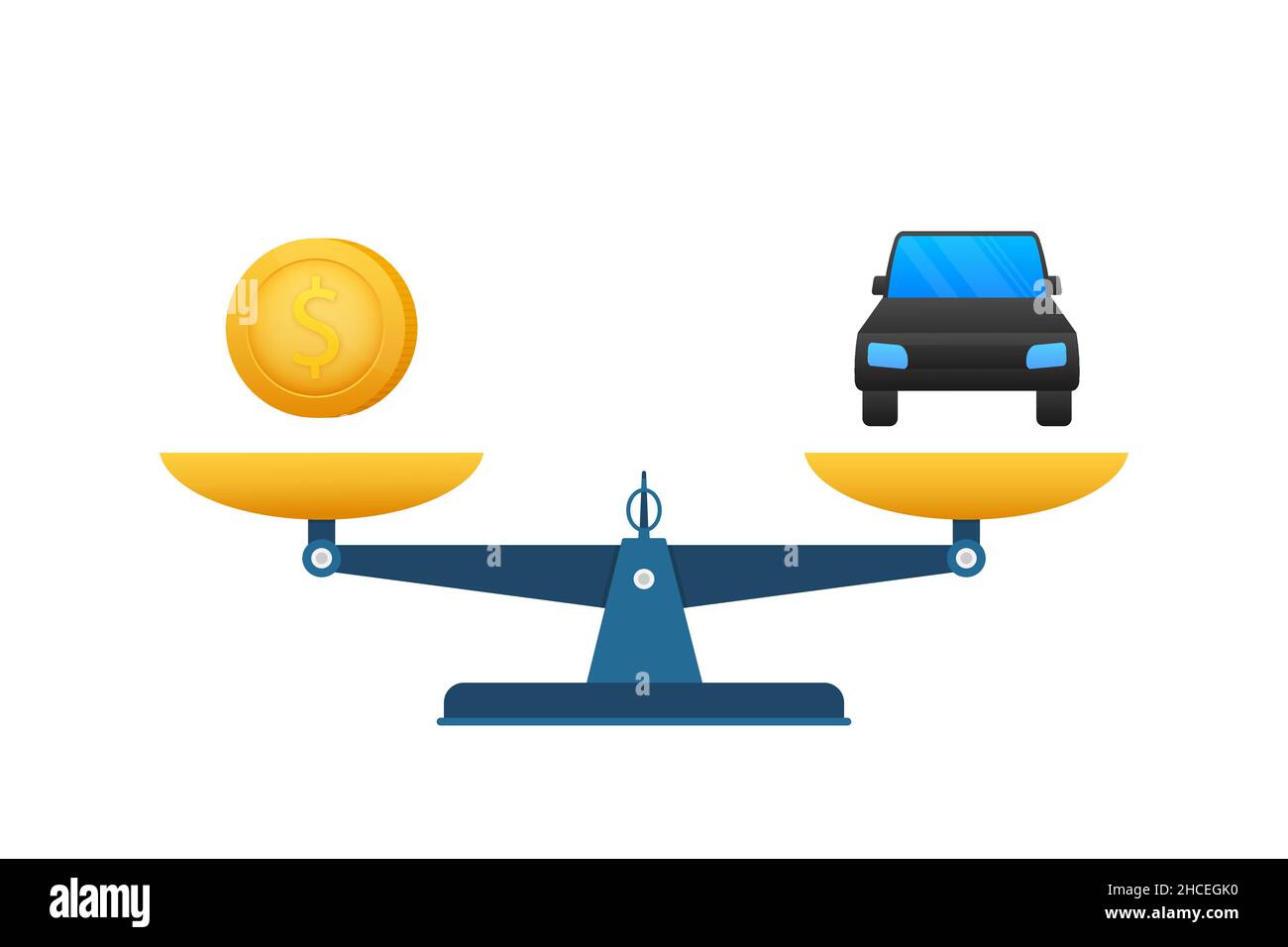 Money vs car vector illustration. Flat icon on white backdrop. Flat ...