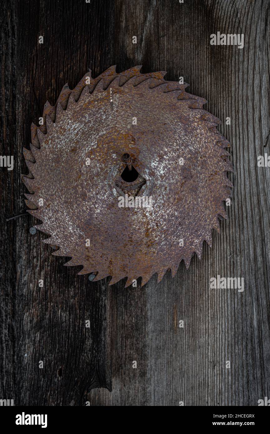 Old Saw Blade Hanging on a Wall Stock Photo - Alamy