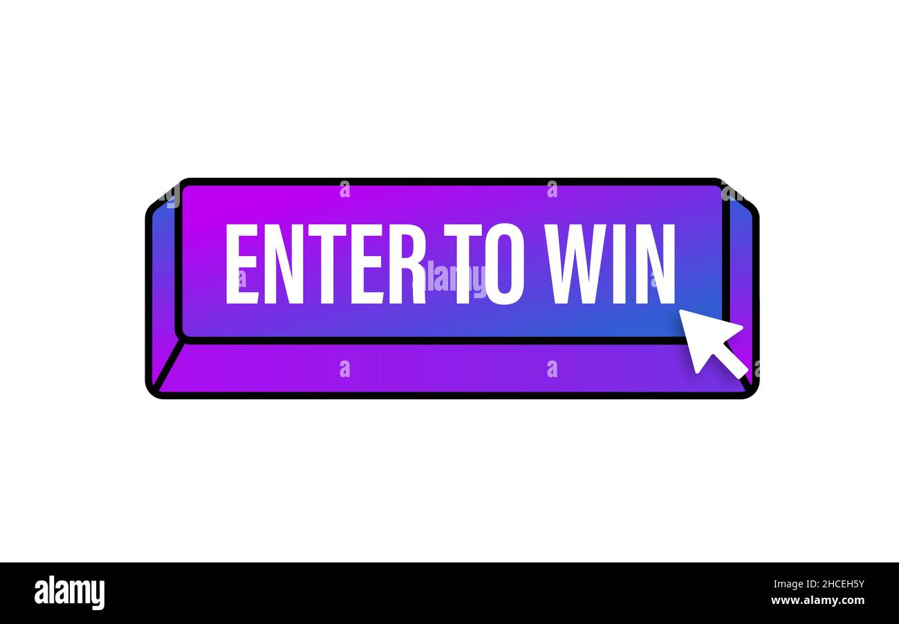 3d enter to win button for web background design. Click button isolated ...