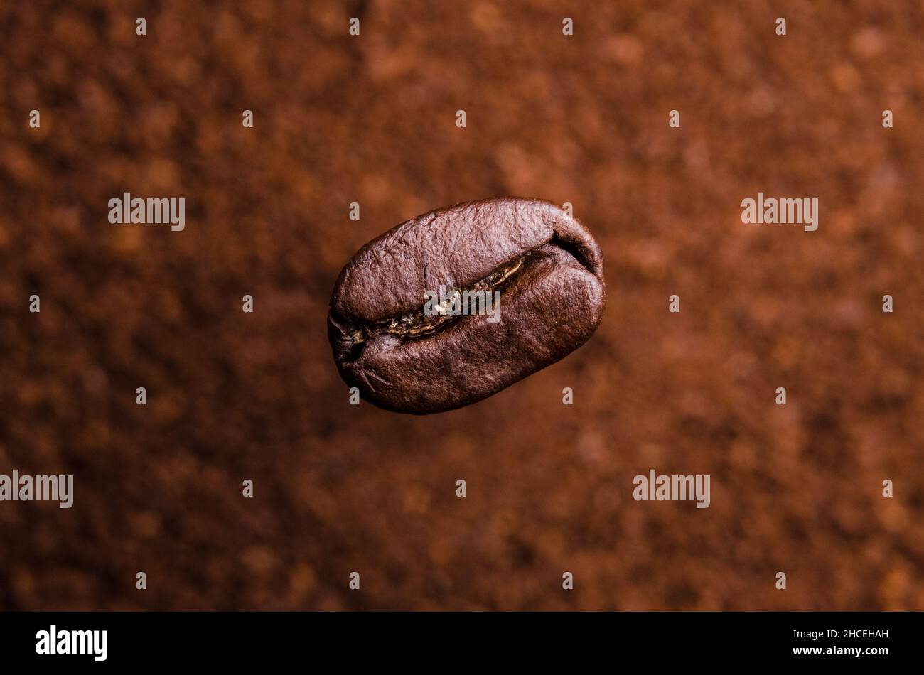 One single coffee bean on ground coffee Stock Photo - Alamy