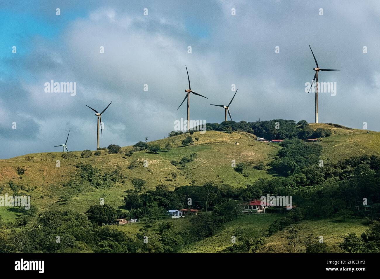 Windmills and green landscape, Tejona Wind Farm, Tilaran, Lake Arenal ...