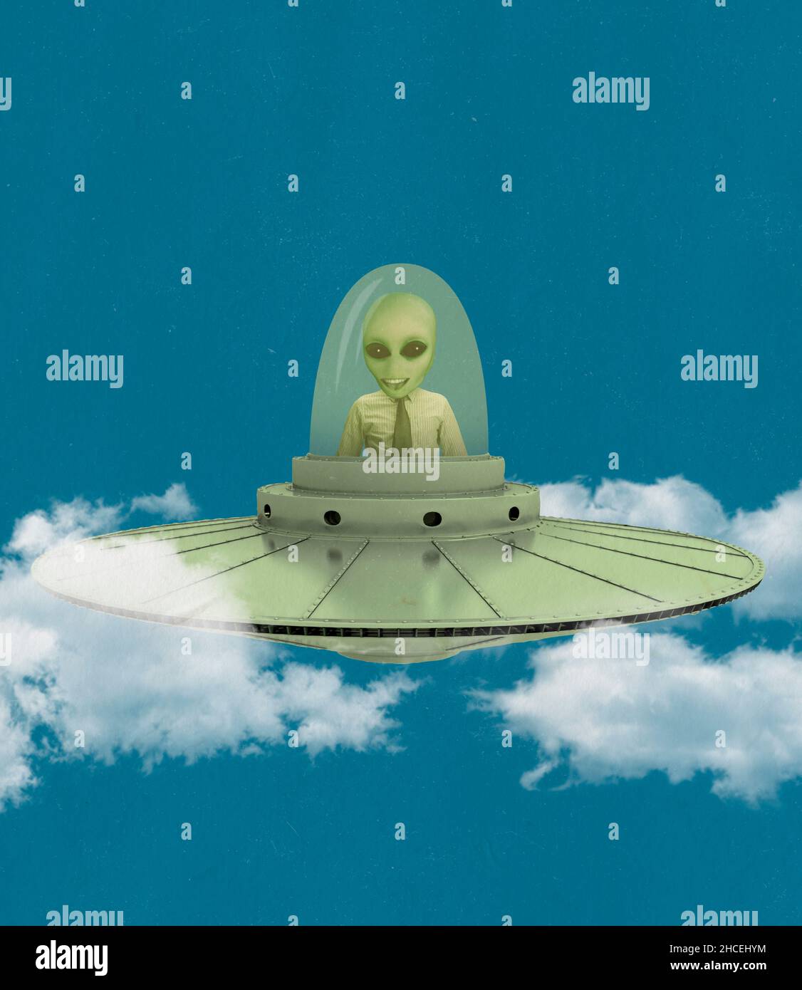 Emotional green alien with human body wearing business style clothes ...