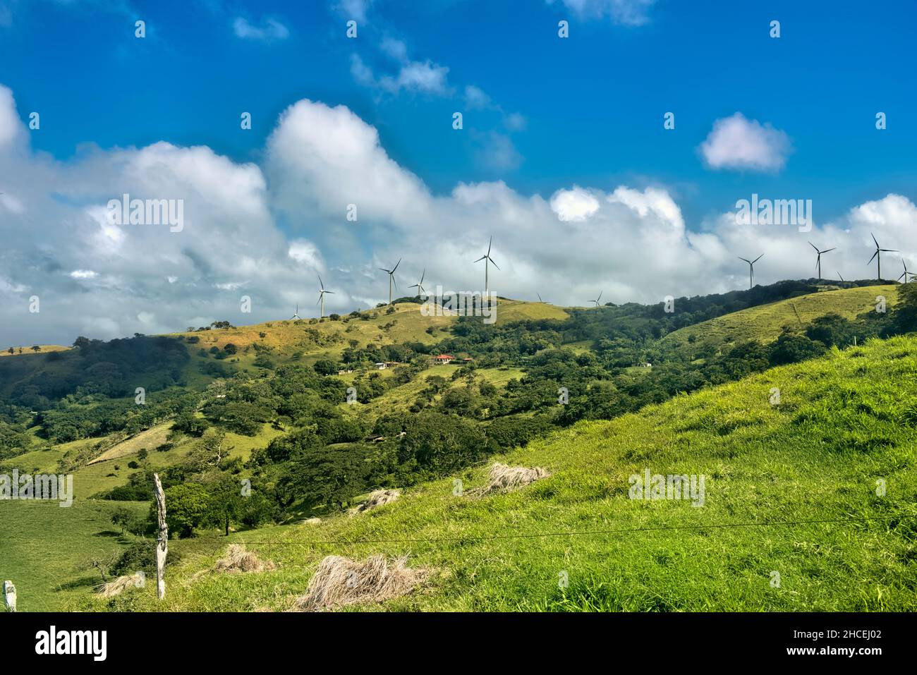 Windmills and green landscape, Tejona Wind Farm, Tilaran, Lake Arenal ...