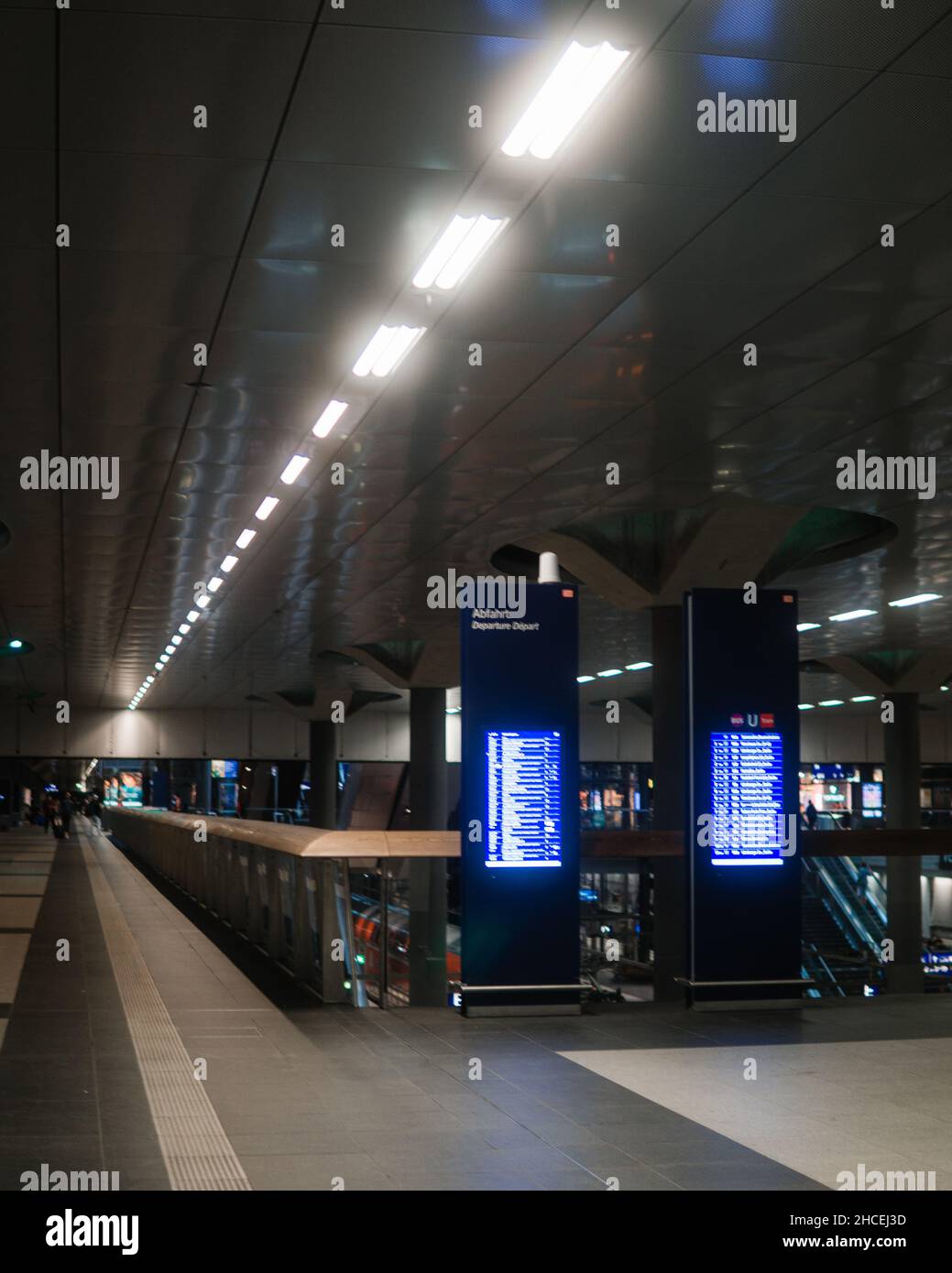 Vertical shot of the empty hallway at the metro station Stock Photo - Alamy
