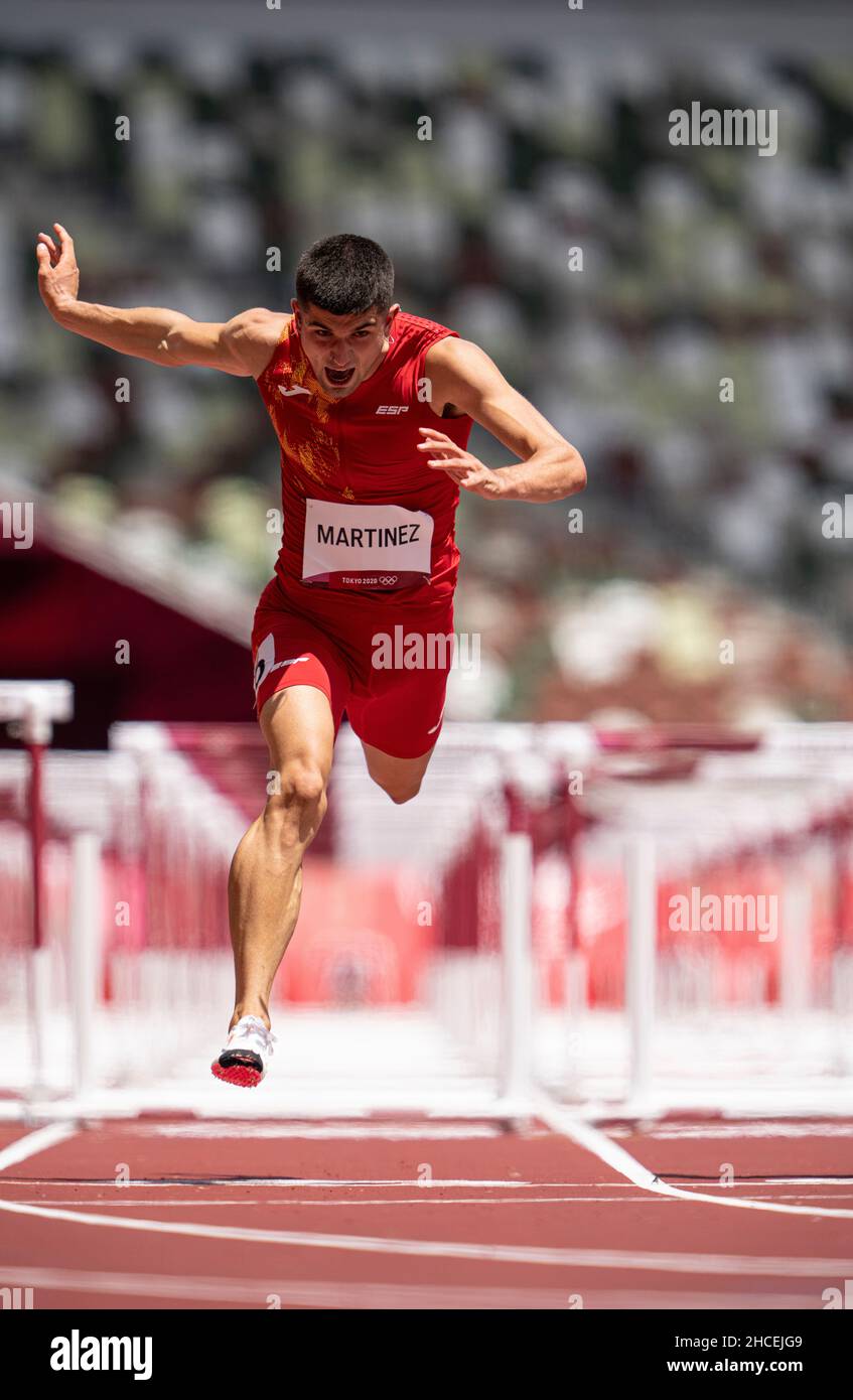 Asier Fernandez participating in the 110 meter hurdles at the 2020 ...