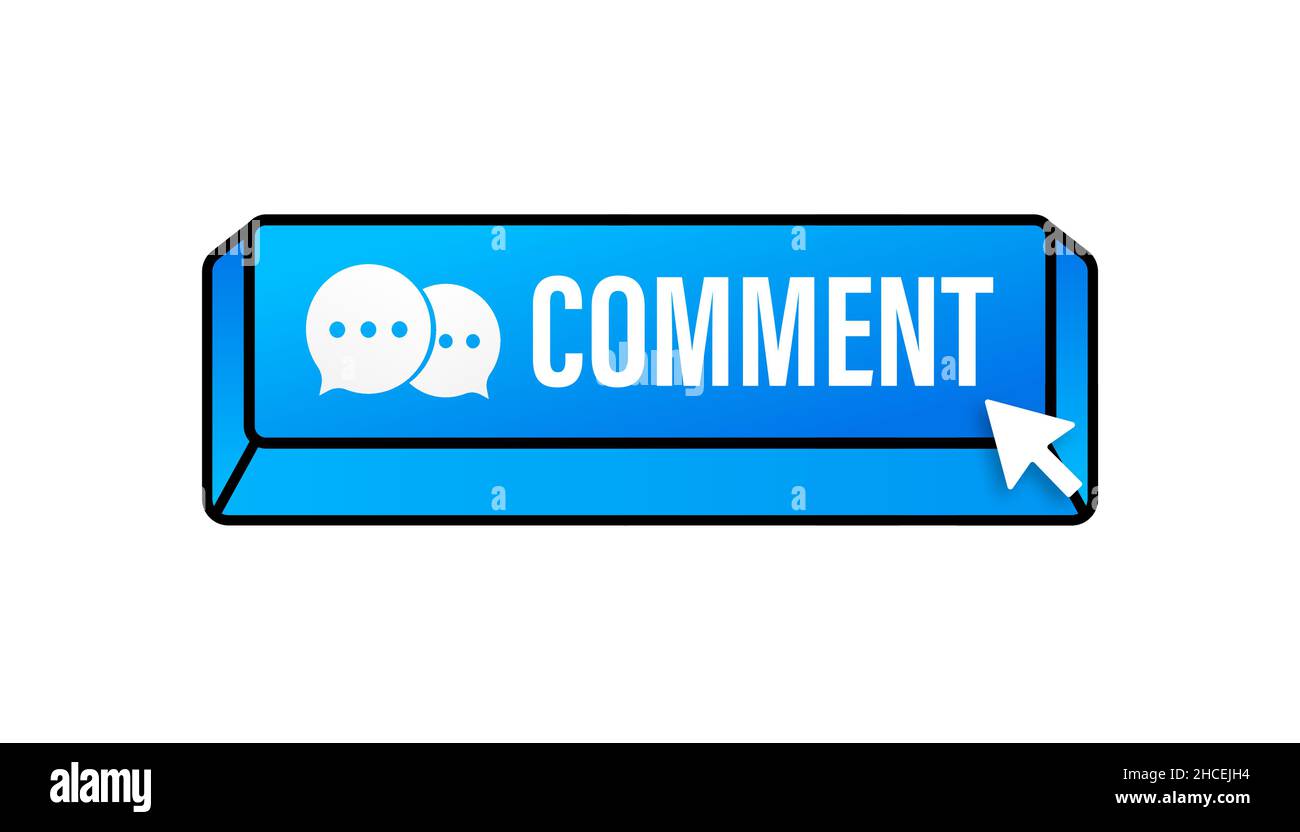 Flat blue comment button. Flat vector. Computer mouse click. Navigation ...