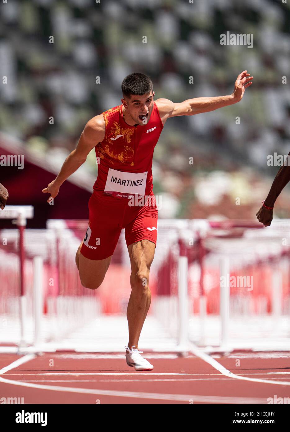 Asier Fernandez participating in the 110 meter hurdles at the 2020 ...