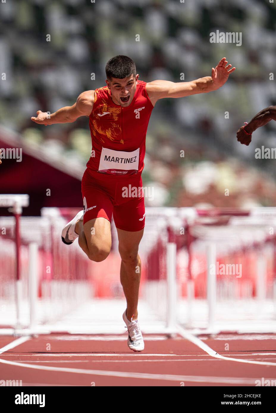 Asier Fernandez participating in the 110 meter hurdles at the 2020 ...