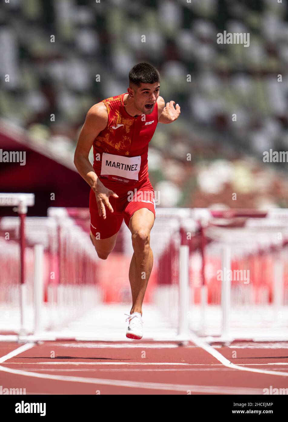 Asier Fernandez participating in the 110 meter hurdles at the 2020 ...