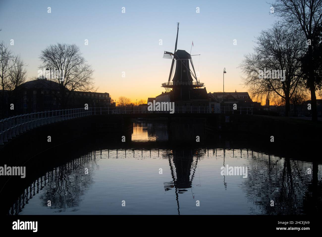 De Adriaan Windmill in Haarlem, the Netherlands at dawn Stock Photo - Alamy