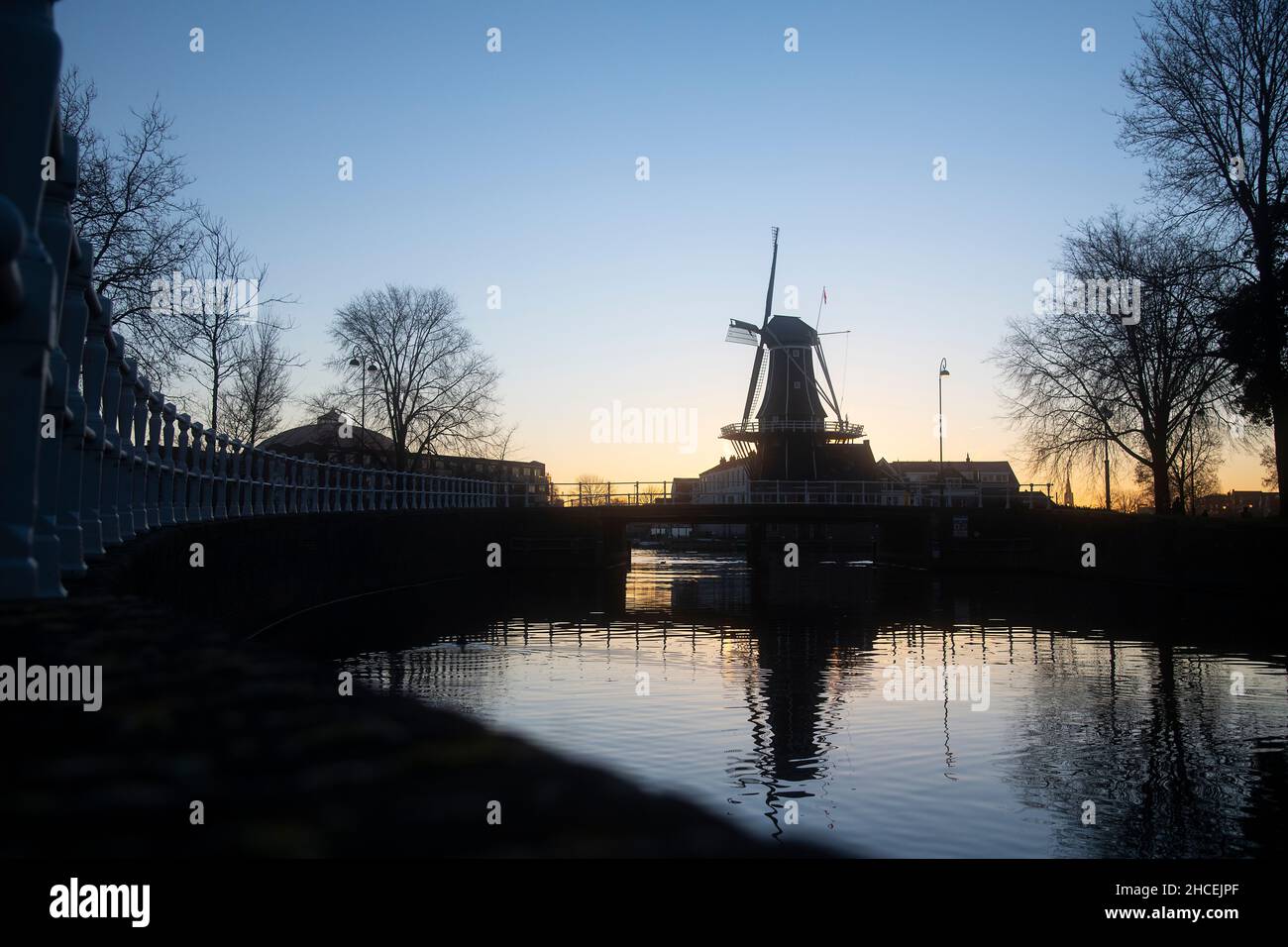 De Adriaan Windmill in Haarlem, the Netherlands at dawn Stock Photo - Alamy